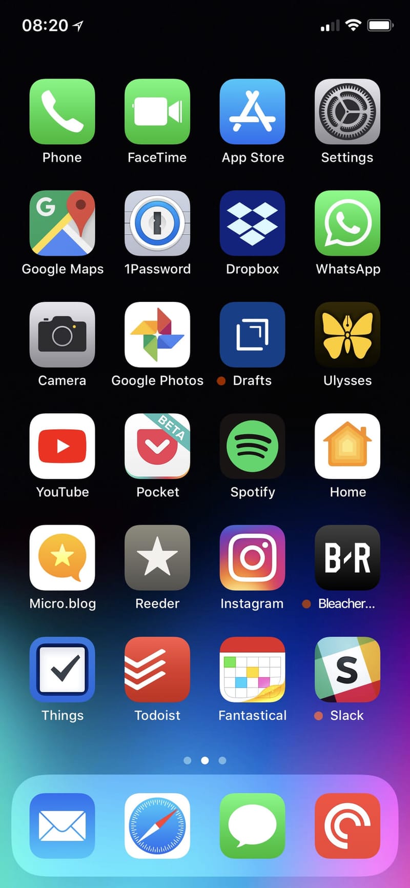 My current iPhone X home screen